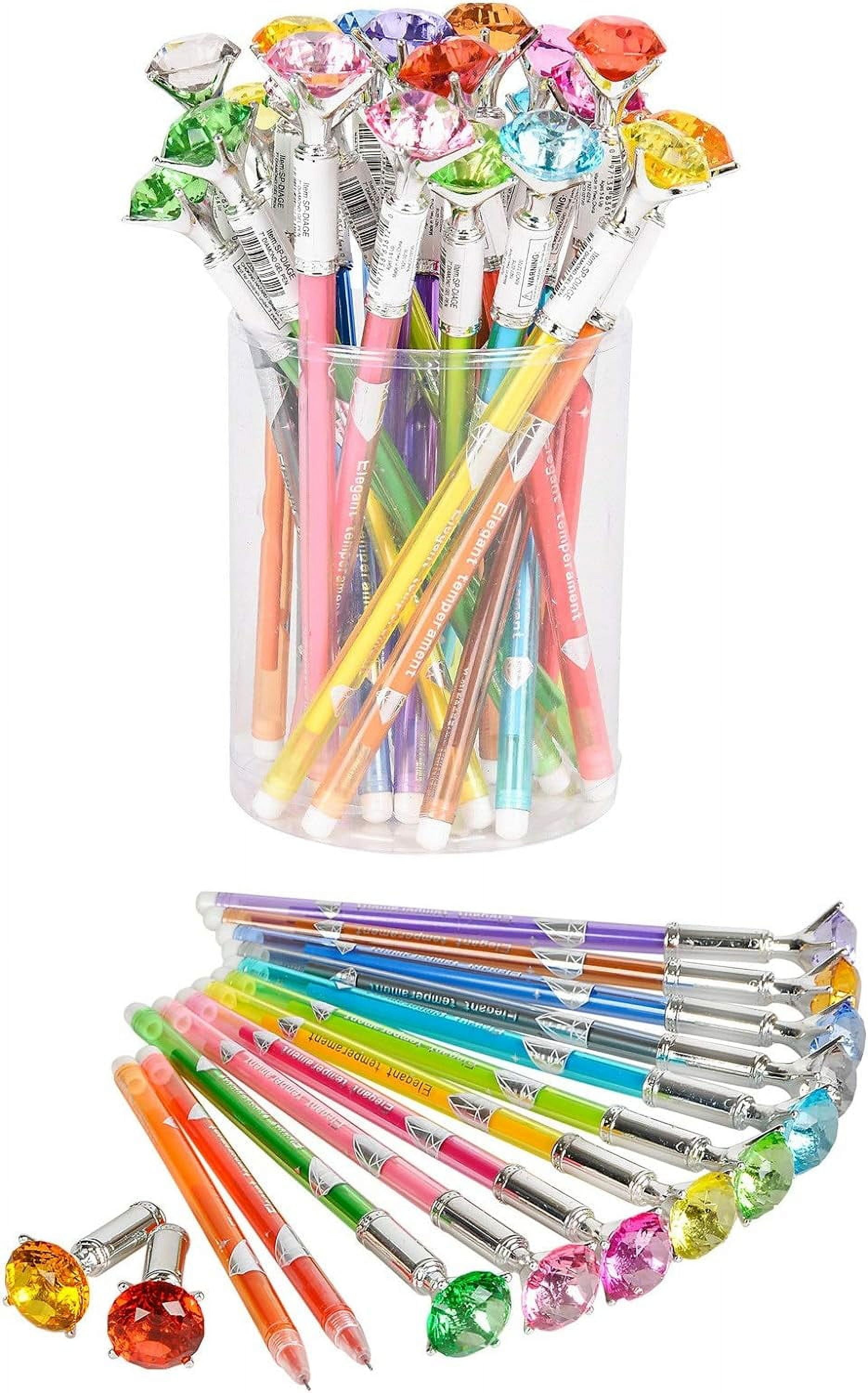 7" DIAMOND Shaped Multicolor Ink GEL PEN (24 PACK) For Writing, Drawing ...