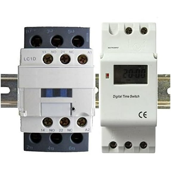 7 Day 24 Hour Electronic Programmable Timer 120V with 50 Amp 3 Pole ...