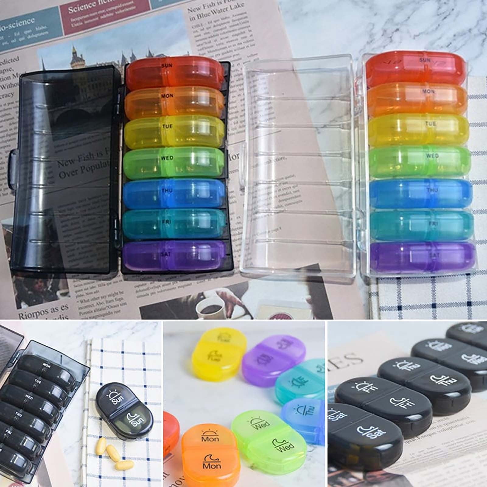 7-Day AM PM Medicine Organizer Weekly Travel Pill Case with Secure Lock ...