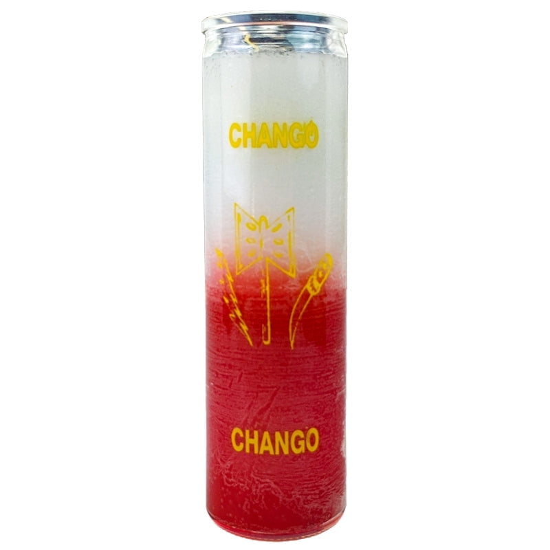 7 Day Candle Orisha Chango - Alleged White Red Glass Jar Candle ...
