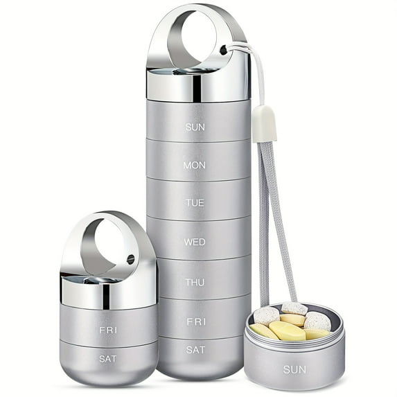 7-Day Large Capacity Pill Organizer - Waterproof Aluminum Alloy, BPA ...