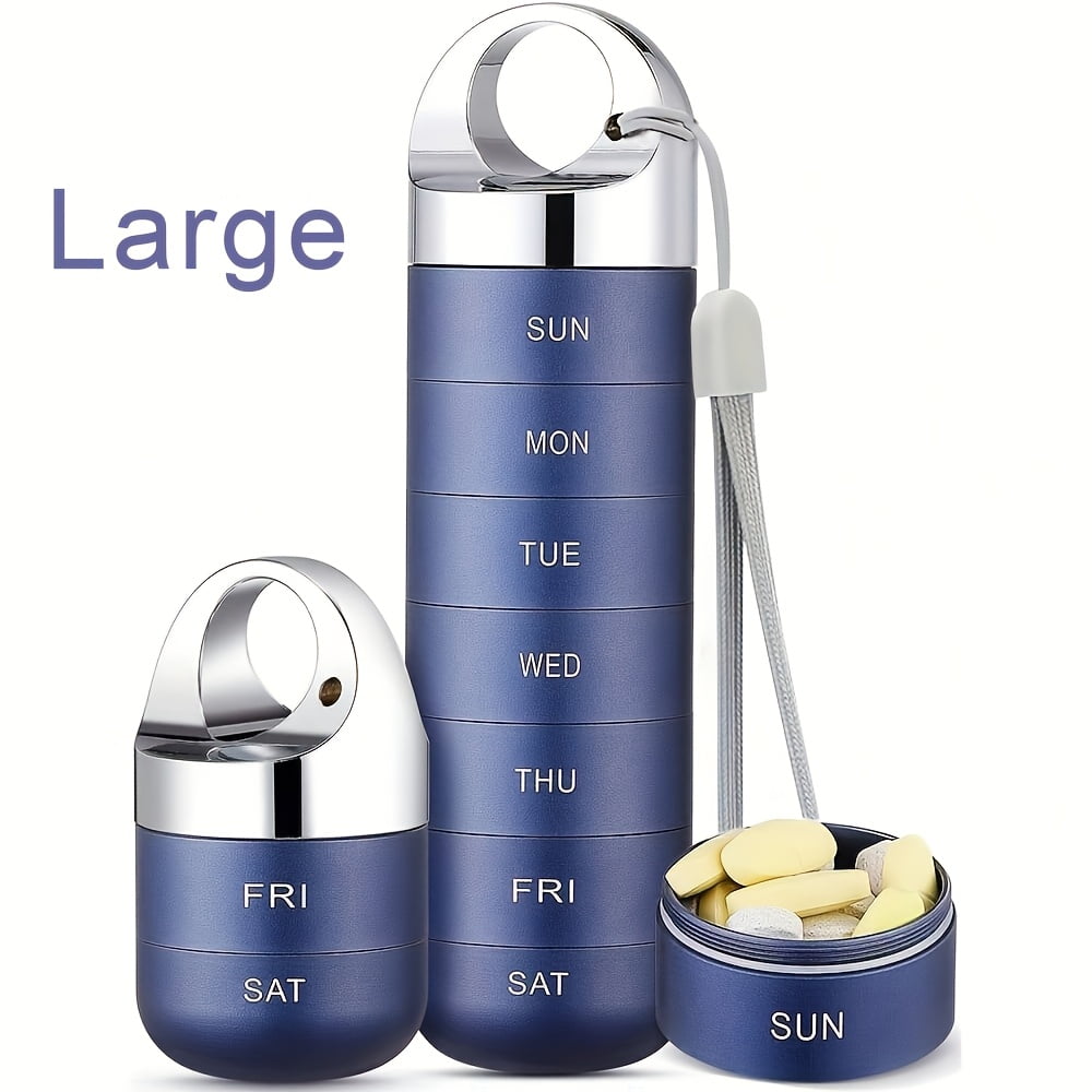 7-Day Large Capacity Pill Organizer - Waterproof Aluminum Alloy, BPA ...