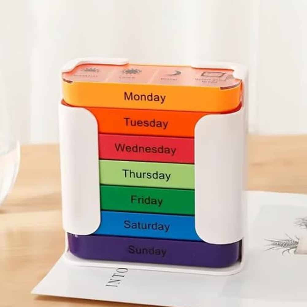 7-Day Medication Organizer, Portable Large Capacity Pill Storage Box, 7 ...