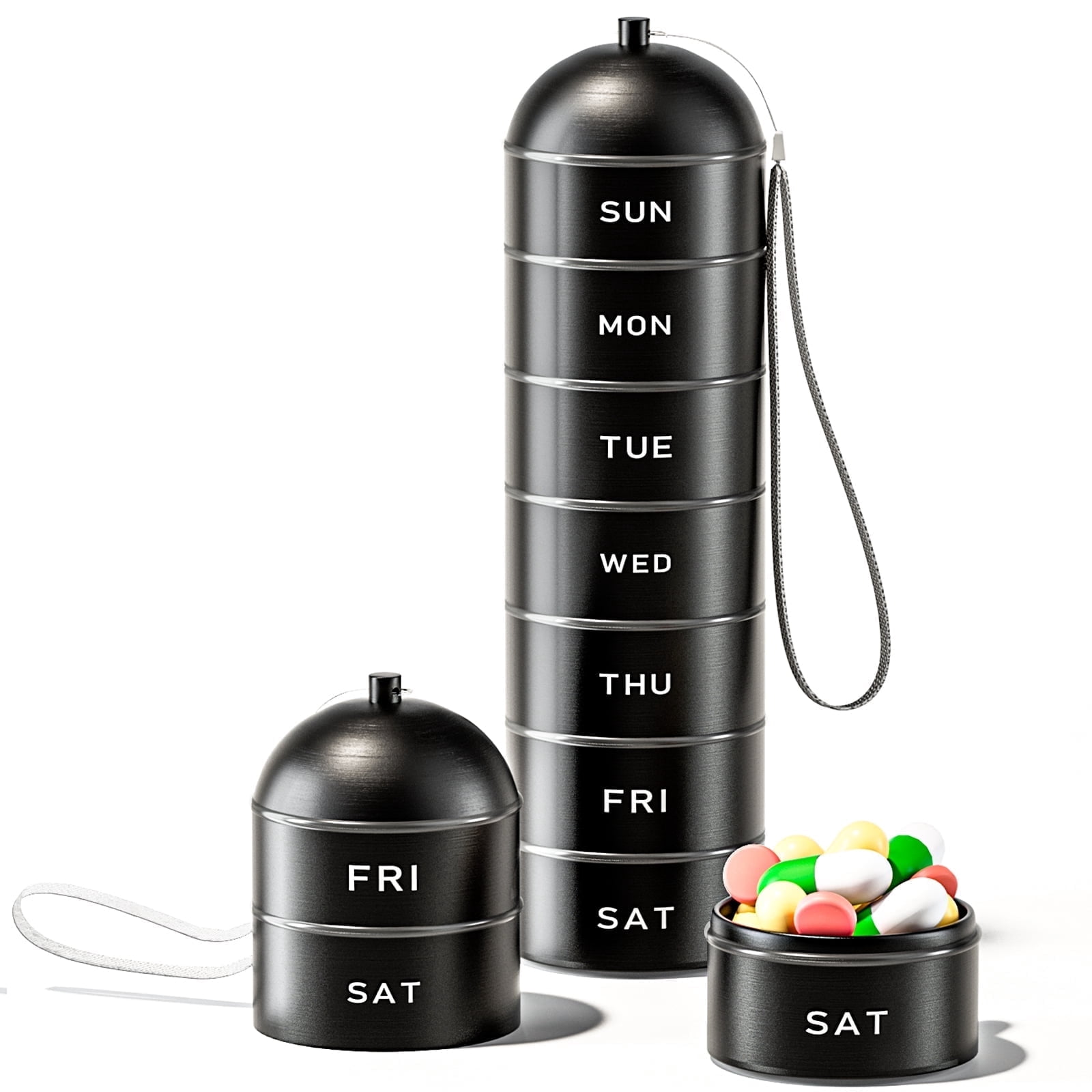 7 Day Metal Pill Organizer, Weekly Travel Pill Box 1 Times a Day ...