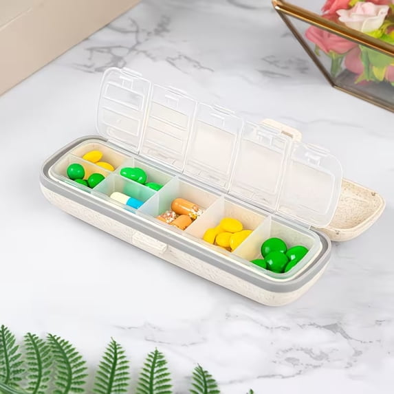 7-Day Pill Organizer Mini Medicine Box Sealed Compartments for Women ...