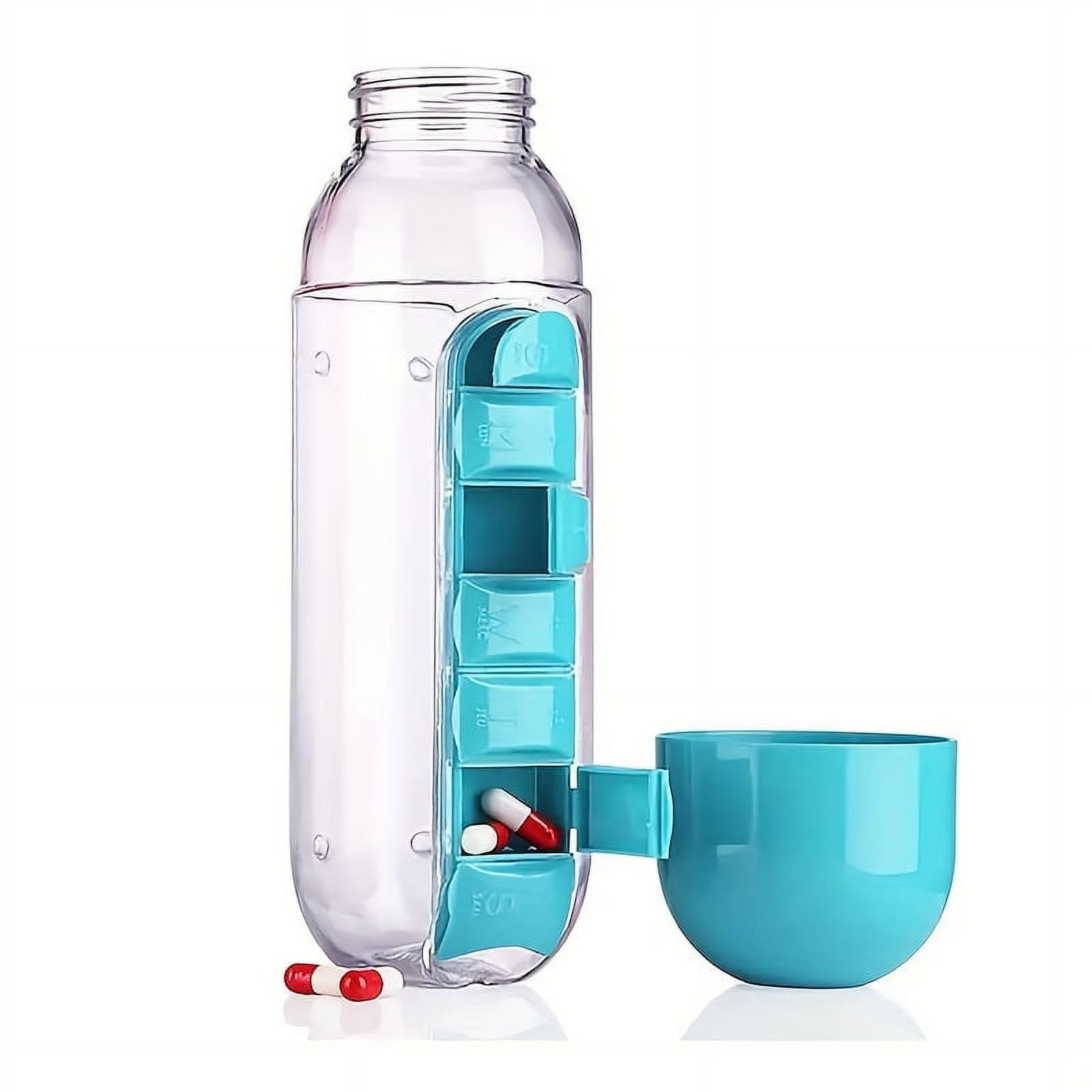 7-Day Pill Organizer Sports Water Bottle - Portable Outdoor Water Cup ...
