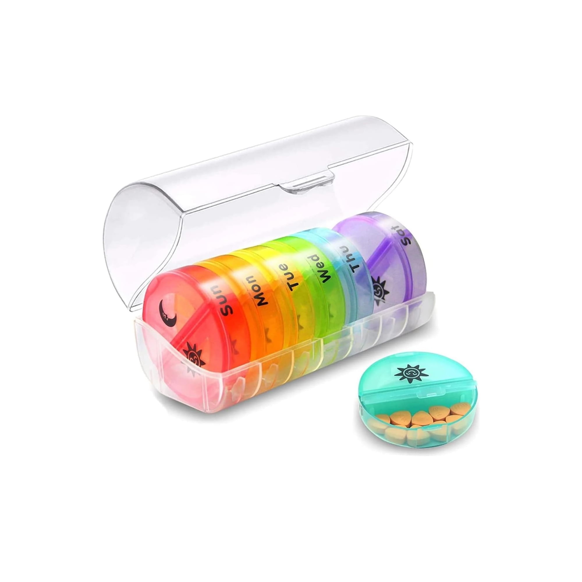 7-Day Pill Organizer with Two Compartments Per Day, Ideal for Pills ...
