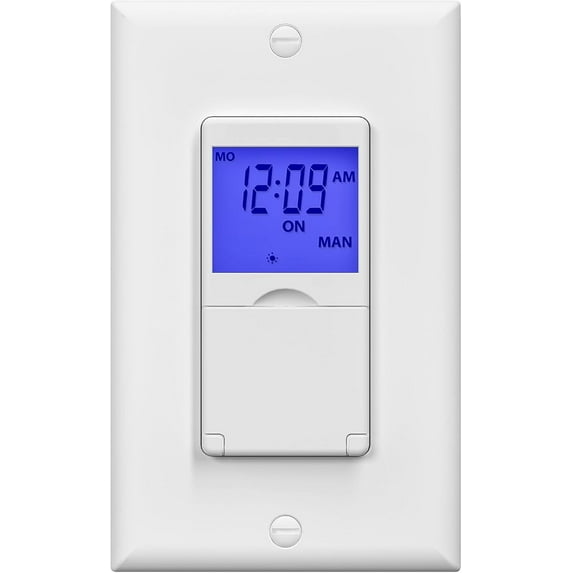 7 Day Programmable in-Wall Timer Switch for Lights, Digital Light ...