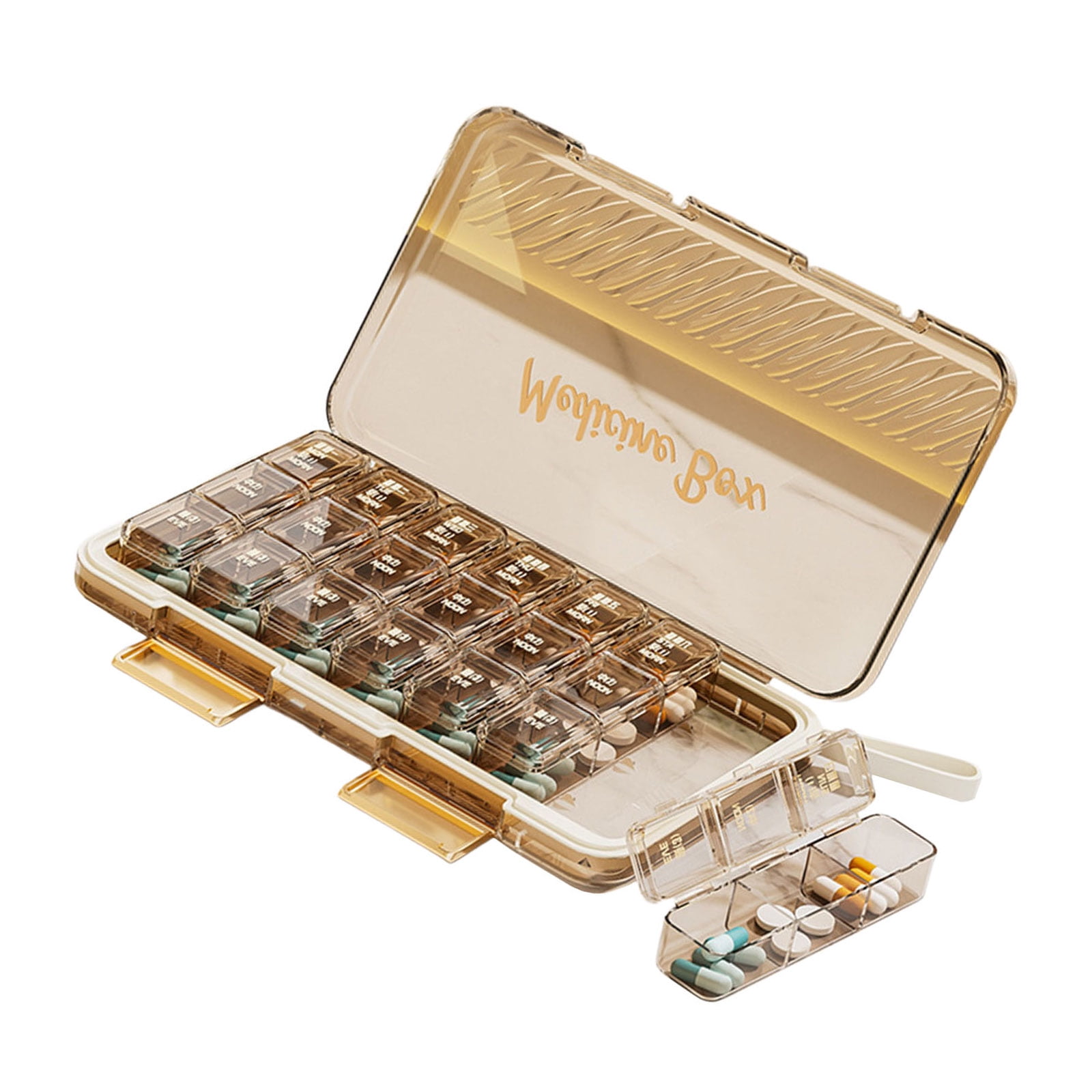 7 Day Transportable Bolus Case 21 Openings Blind Labels Dense Clear ...