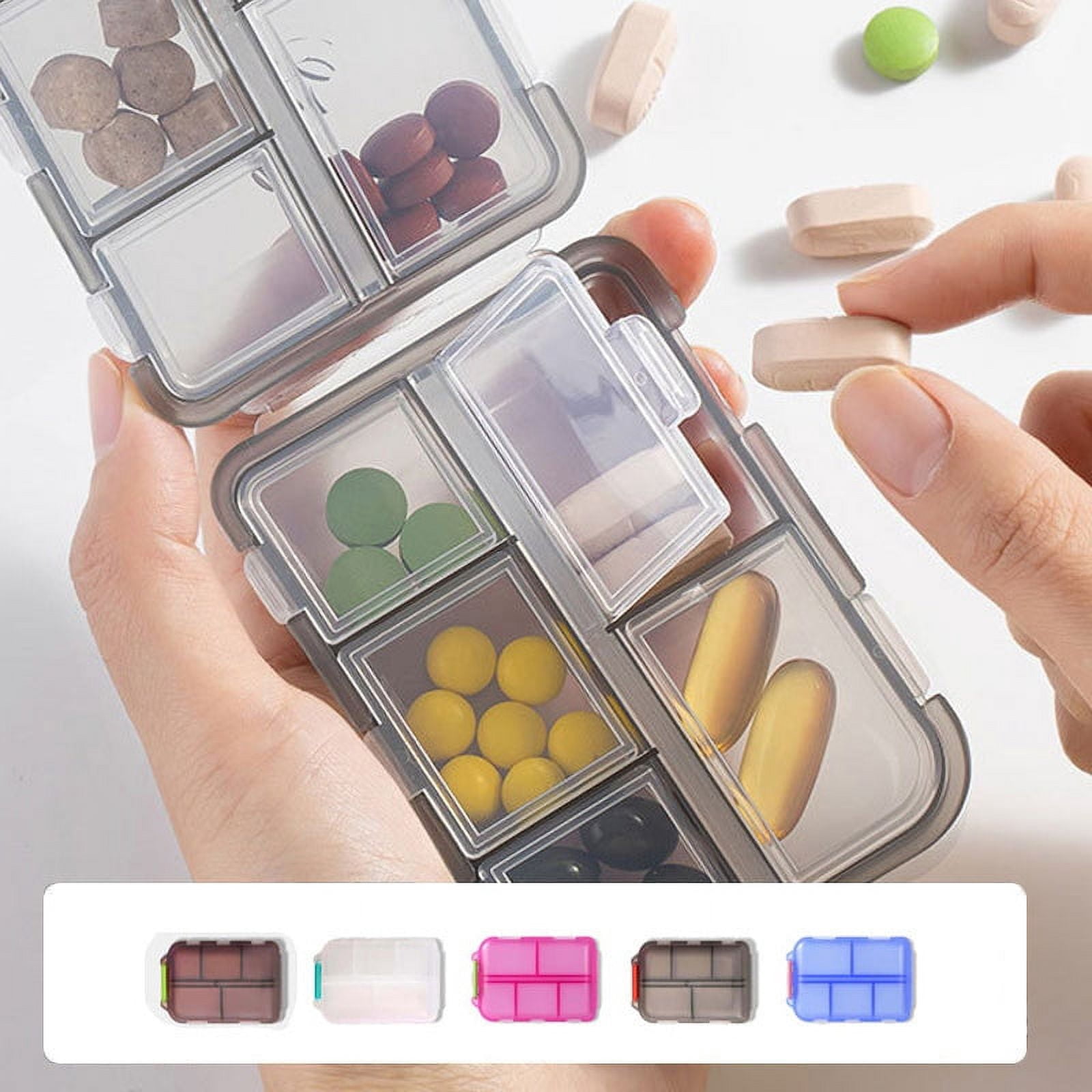7-Day Travel Pill Organizer - Mini Medication Storage Case with Secure ...