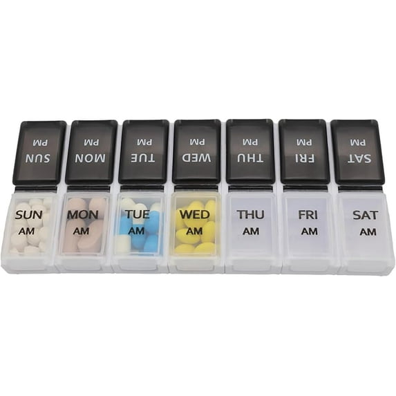 7 Day Weekly AM PM Pill Organizer, ShysTech Large Pill Case Pill Box ...