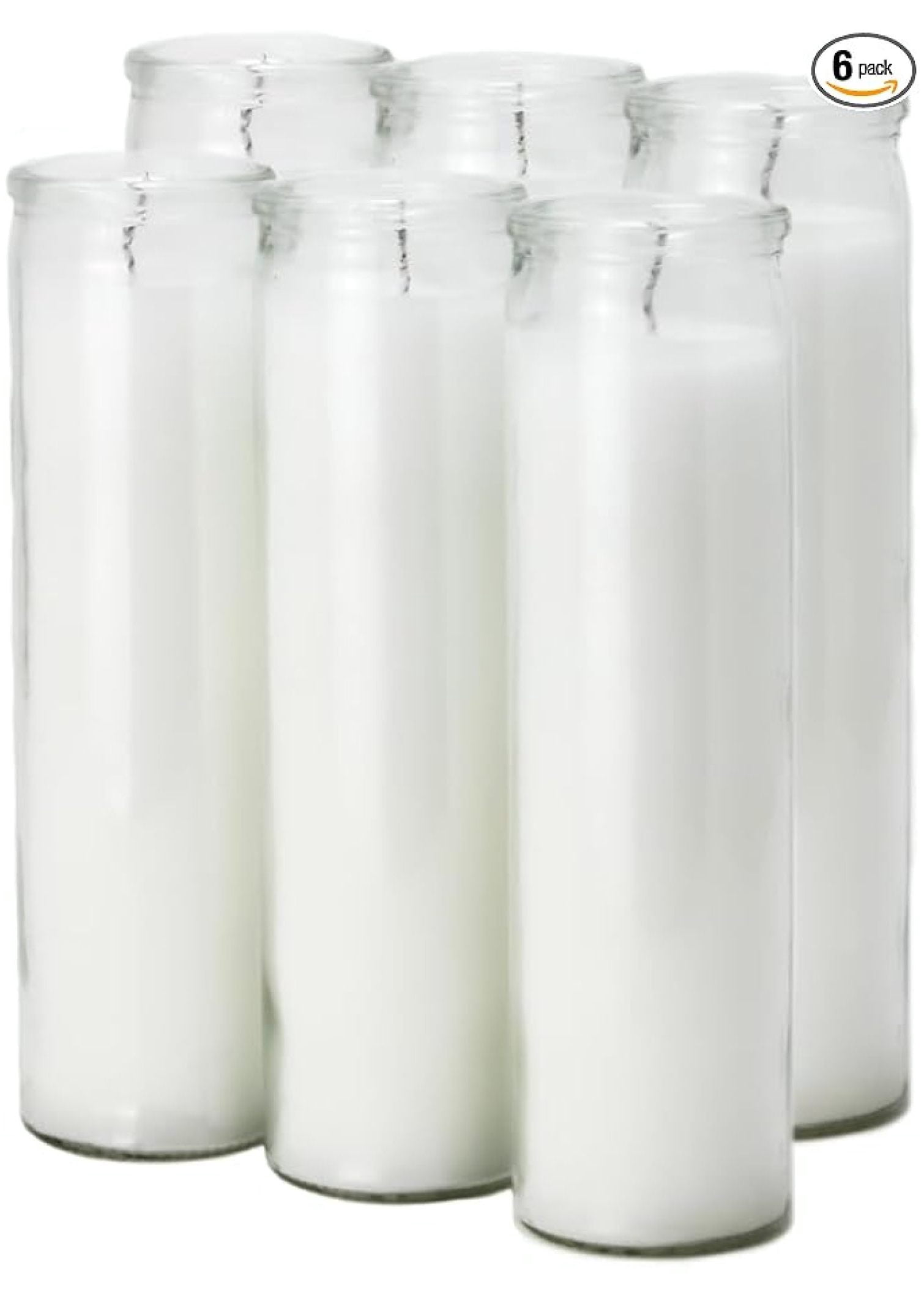 7 Day White Candles, 6 Pack of Unscented Devotional Candle in Clear ...