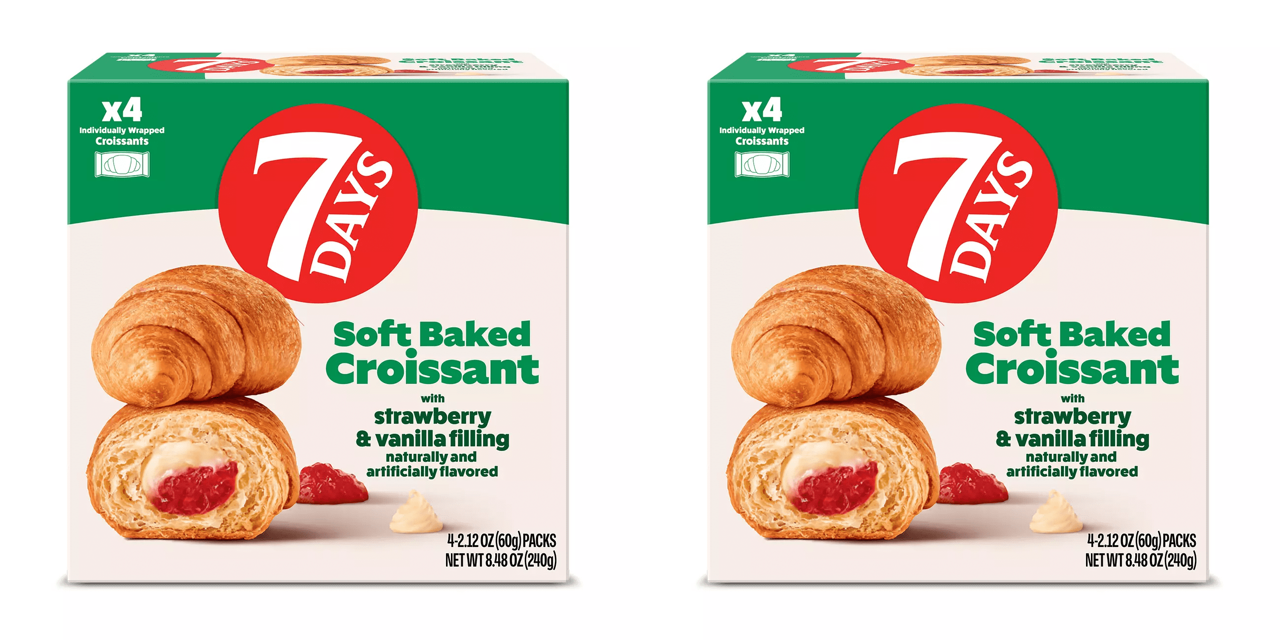 7 Days Strawberry Vanilla Soft Croissant Double, 4 ct pack of 2, Strawberry Vanilla Croissants ...