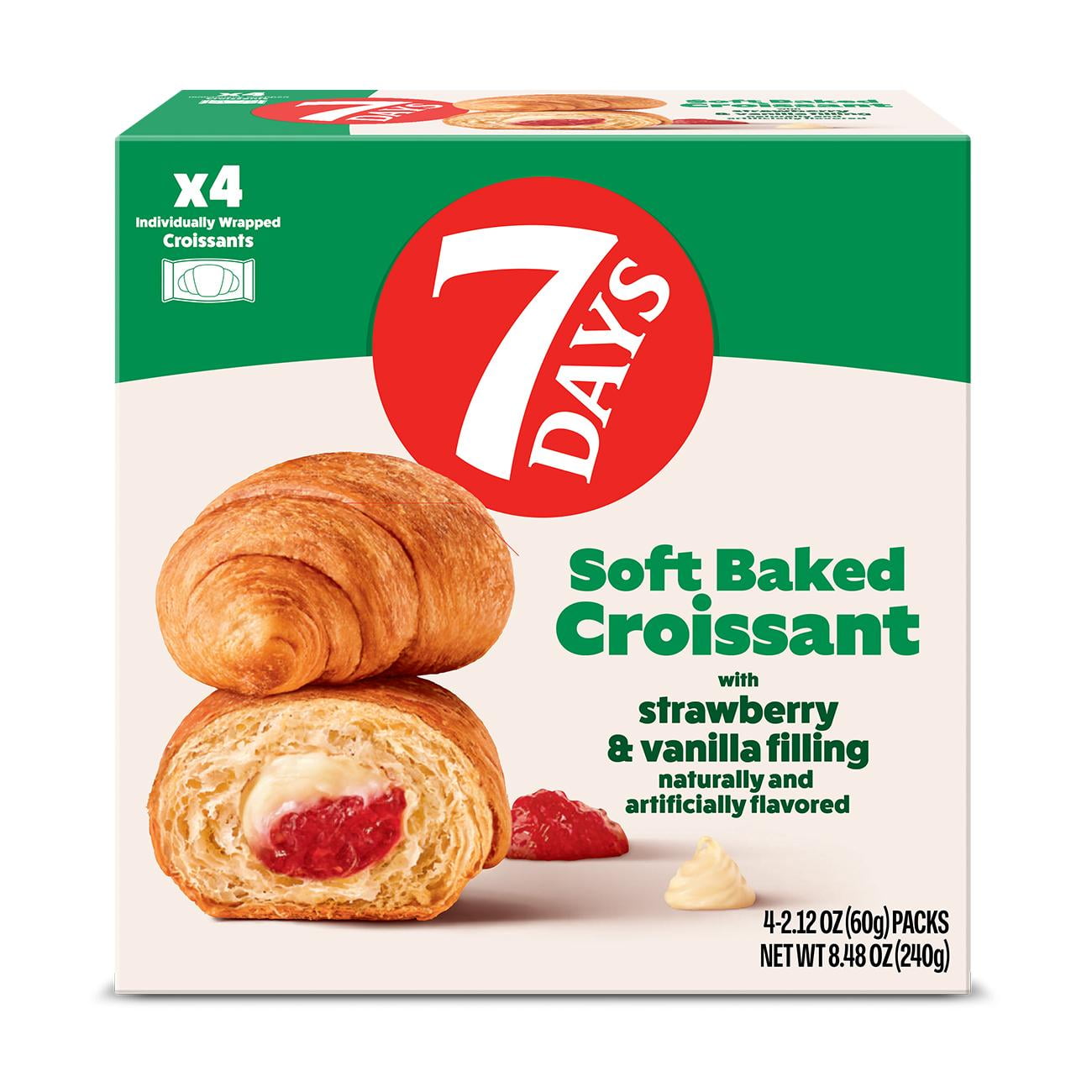 7 Days Strawberry Vanilla Soft Croissant Double, 4 ct pack of 1,7 Days ...
