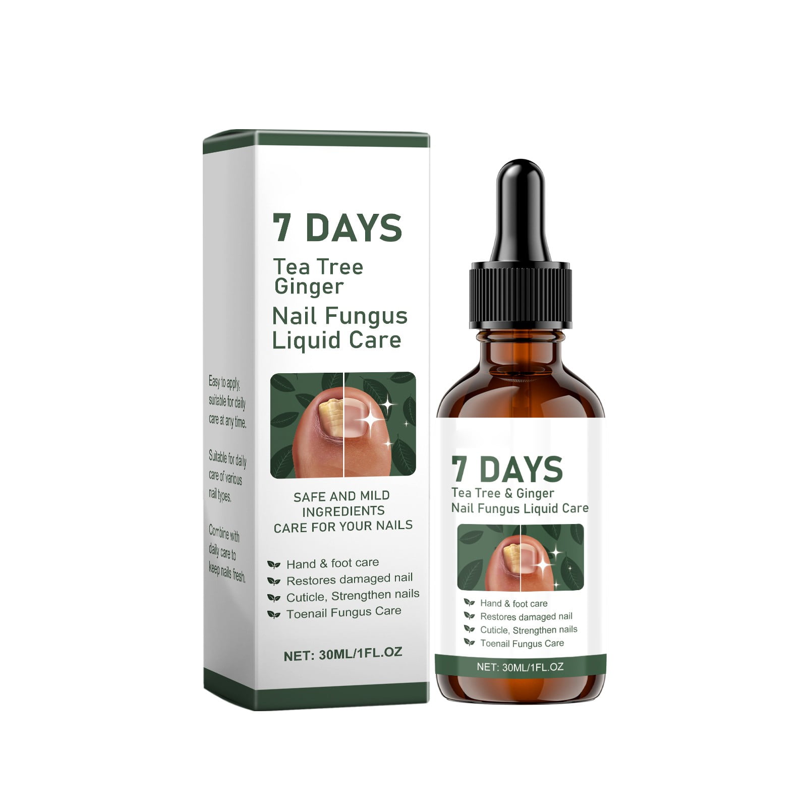 7 Days Tea Tree Ginger Nail Fungus Liquid Care 30ml/1.0fl.oz (Pack of 2 ...