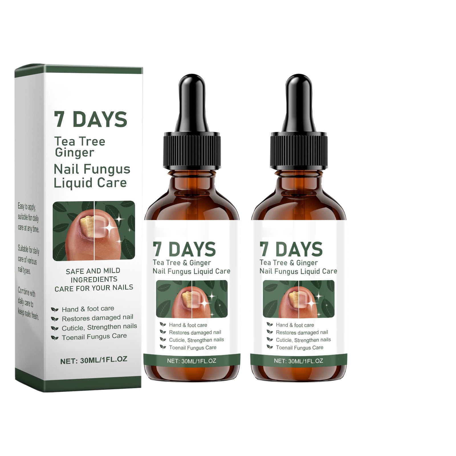 7 Days Tea Tree Ginger Nail Fungus Liquid Care 30ml/1.0fl.oz (Pack of 2 ...