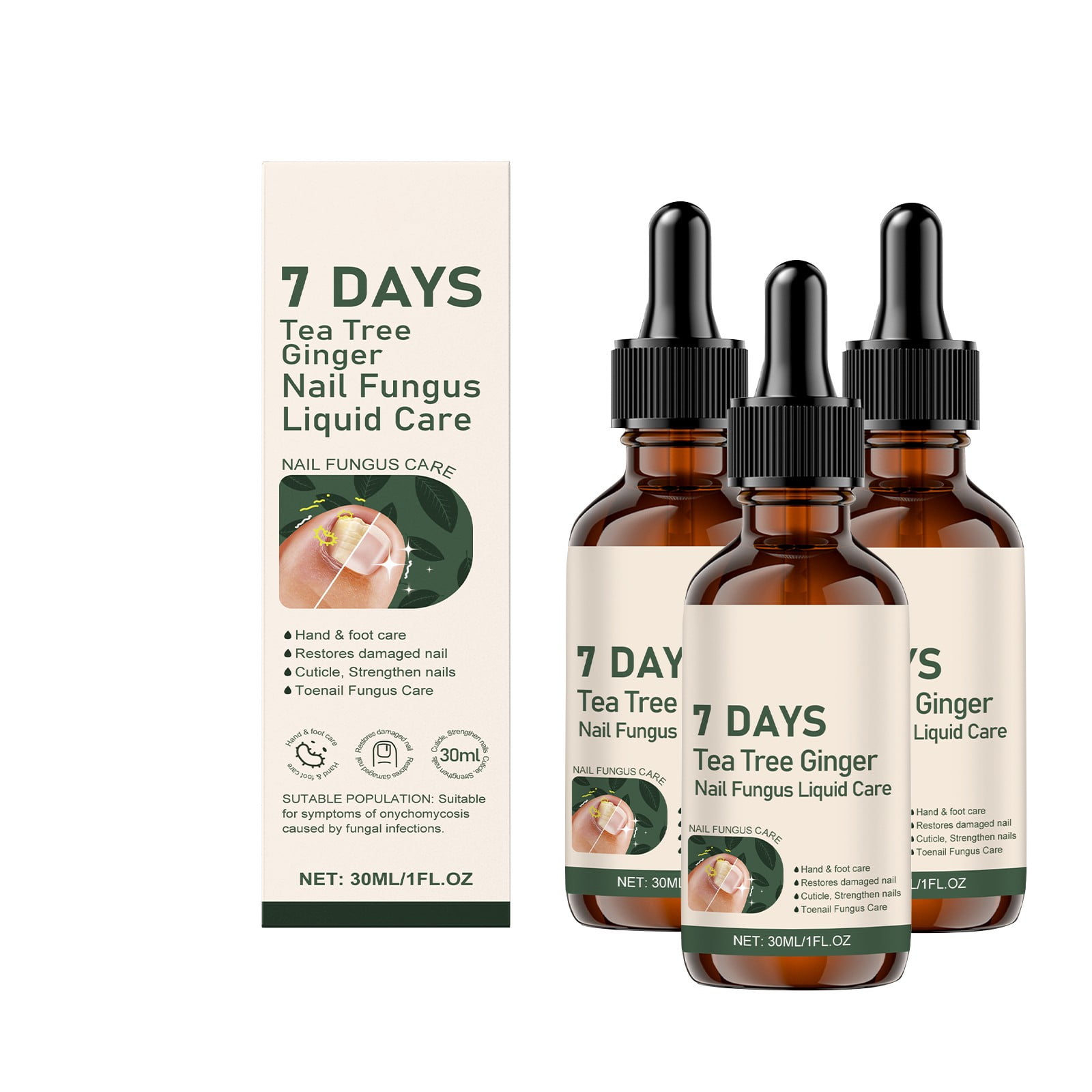 7 Days Tea Tree Ginger Nail Fungus Treatment Fast-Acting Liquid Care ...