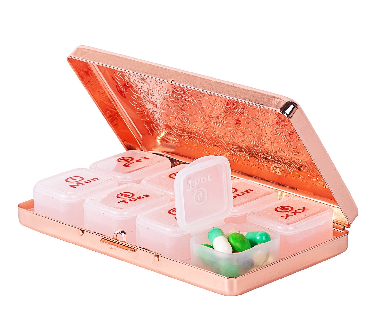 7-Days a Week Metal Pill Box - Medication Planner with Medication ...
