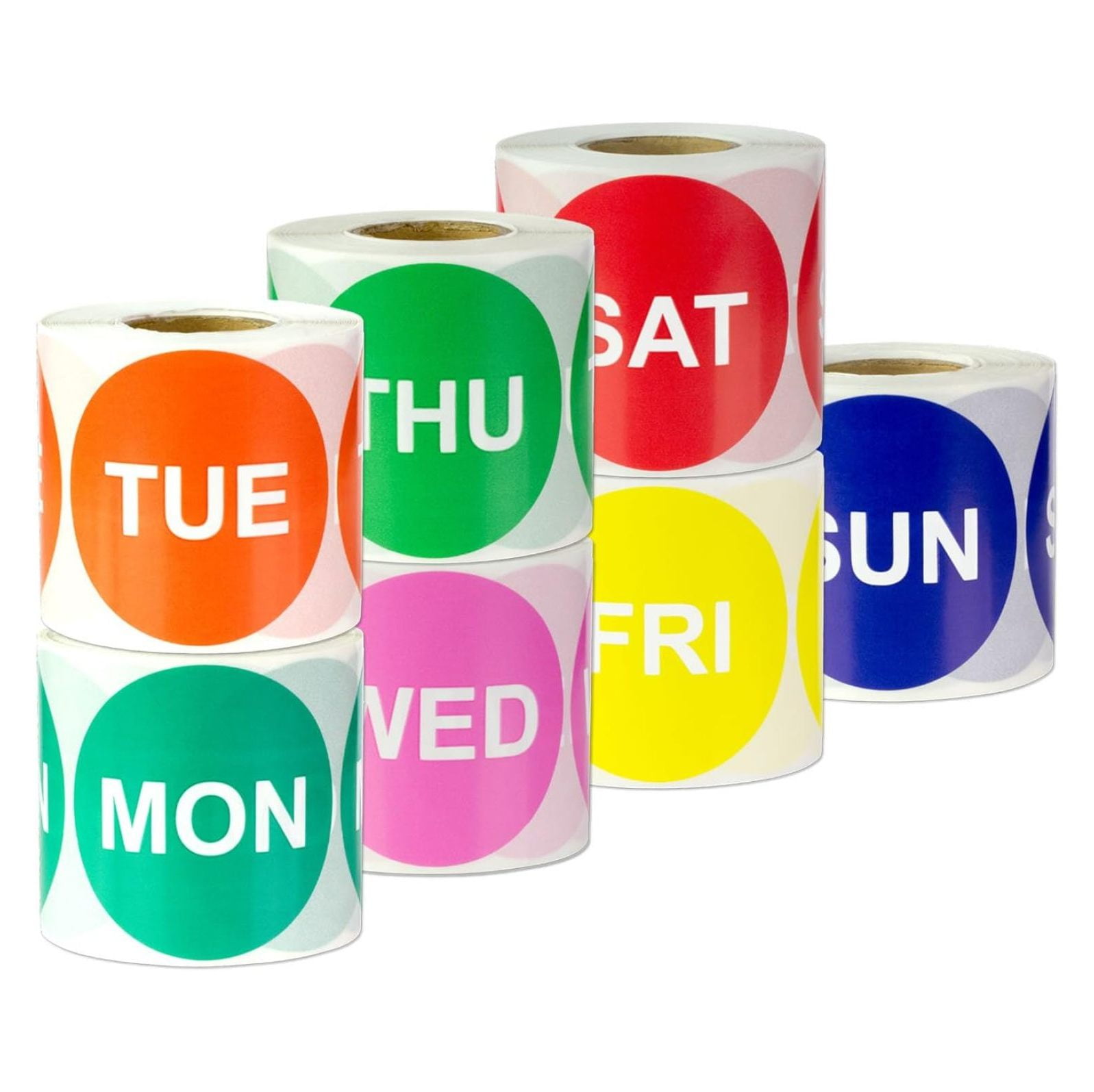 7 Days of The Week Labels Color Coding Dot Round Self Adhesive Stickers ...