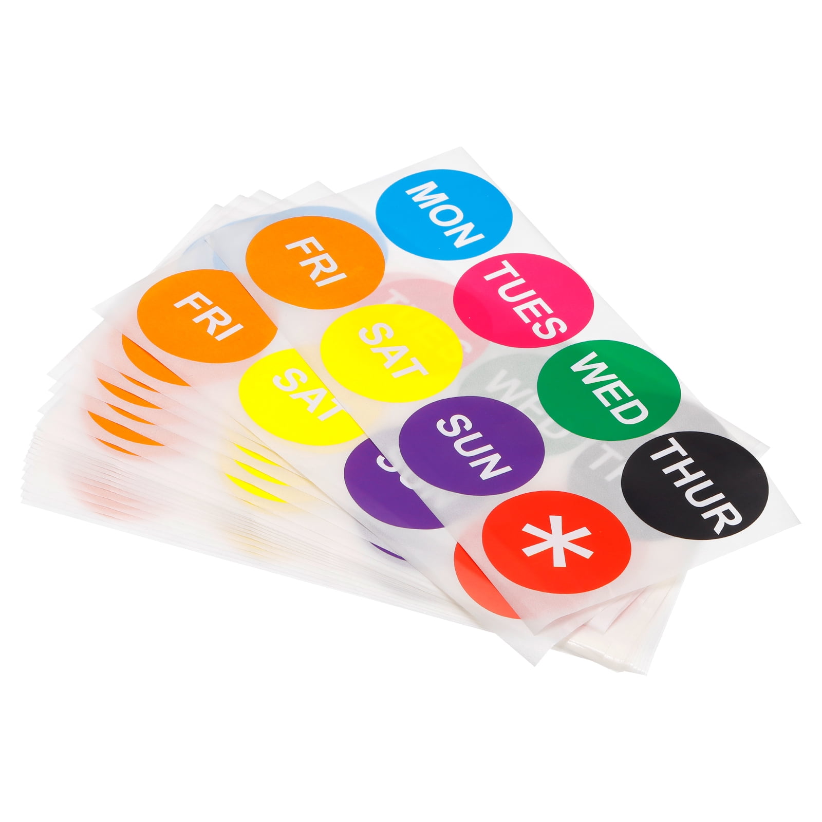 7 Days of the Week Labels Color Coding Stickers Round 50mm with a ...