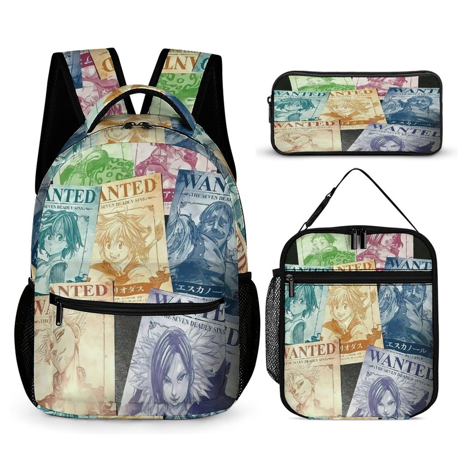 7 Deadly Sins Latinoamerica 3 Piece Backpack Set Anime Casual Daypack ...