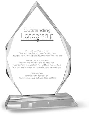 7" Diamond Crystal Outstanding Leadership Award, Custom Engraved Crystal Award Plaque for ...
