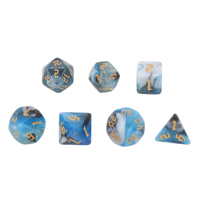 7 Die Dice Set Polyhedral Acrylic Dice Table Multi Color Gaming Dice ...