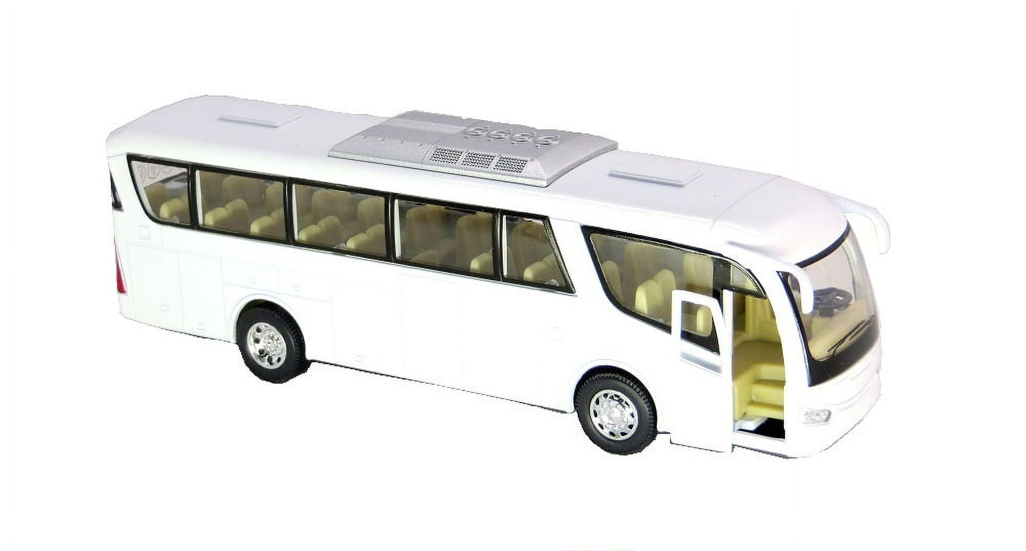 7" Diecast White Coach Bus with Pullback Action and Opening Door ...