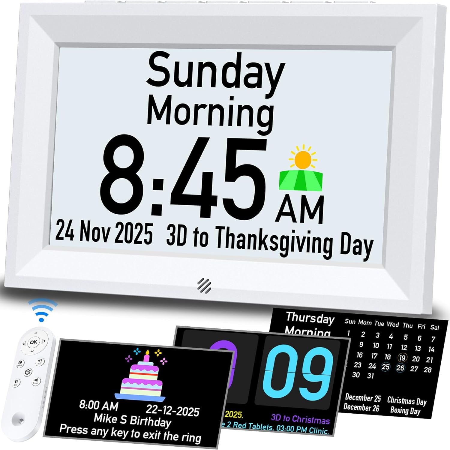 7'' Digital Dementia Clock, Talking Clock with 10 Volumes, 6 Display ...