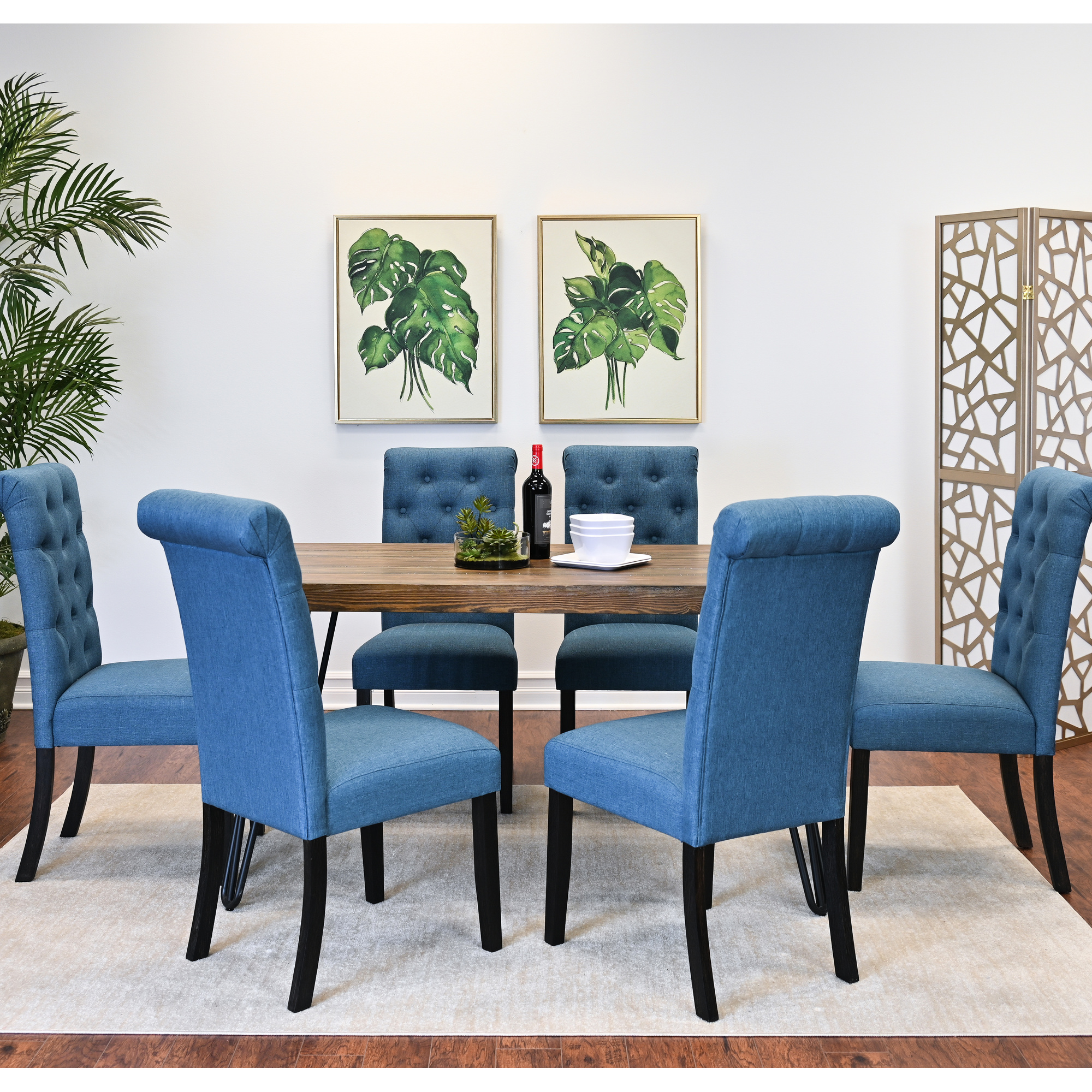 7 Dining : Engineered Wood Top Table, 6 Sophisticated Chair Forms ...