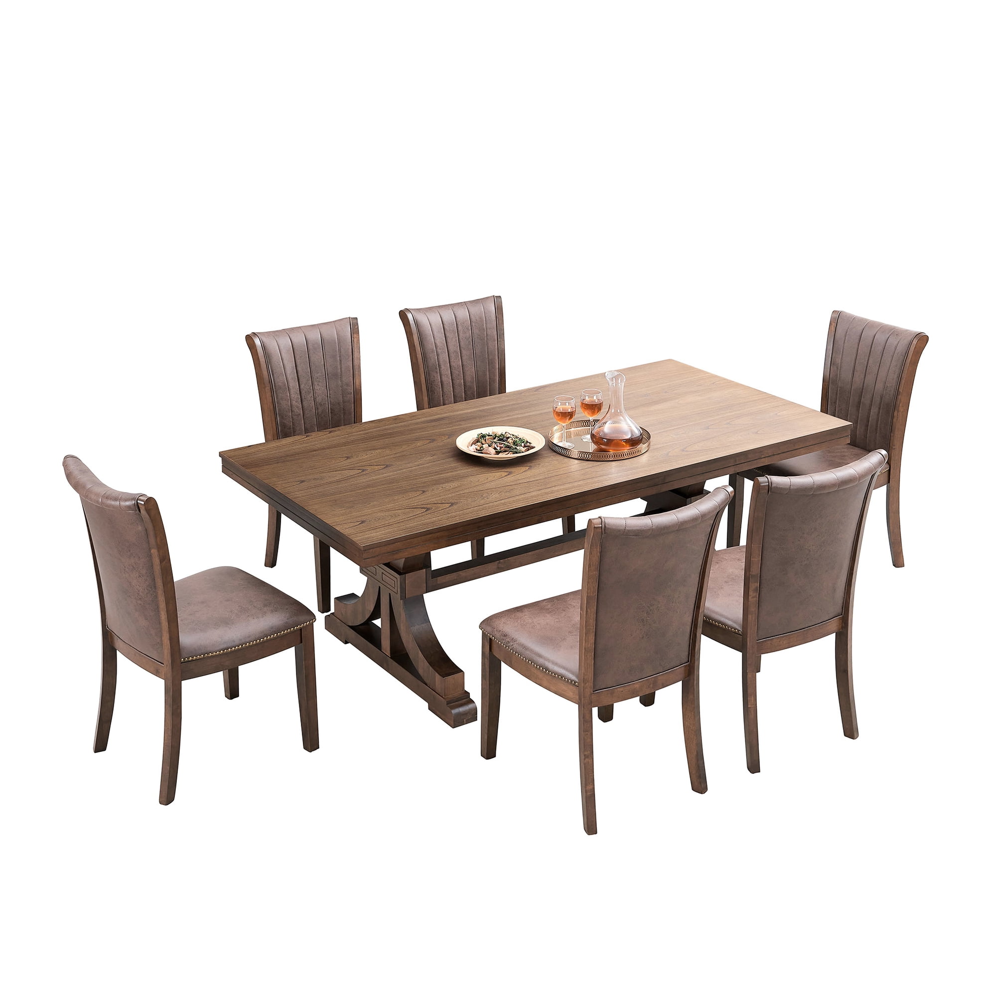 7 Dining Room Table Chair - Mid Century Modern Style, Rectangular And 6 ...