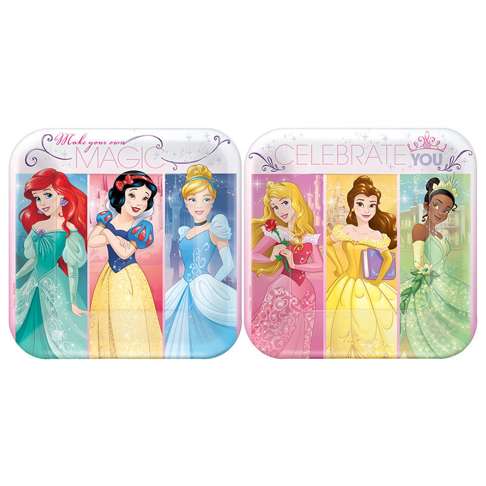 7" Disney Princess Square Paper Party Plate, 8ct - Walmart.com