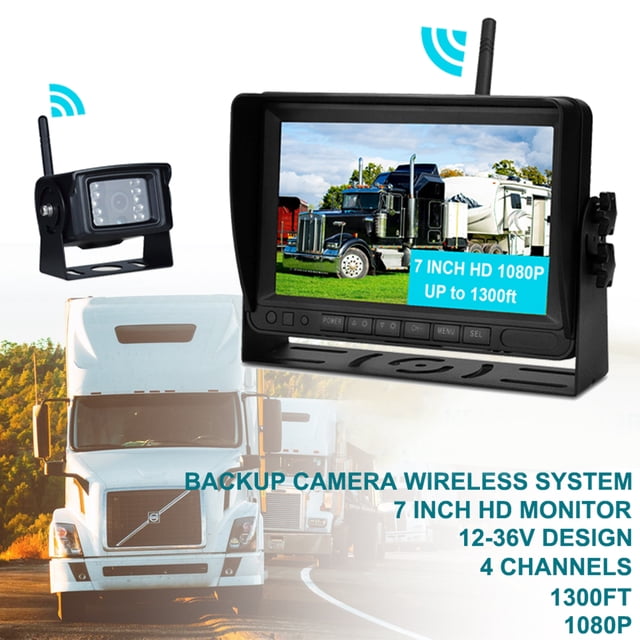 7" Display AHD 1080P Wireless 1CH Rear View Backup Camera Kit for Truck ...
