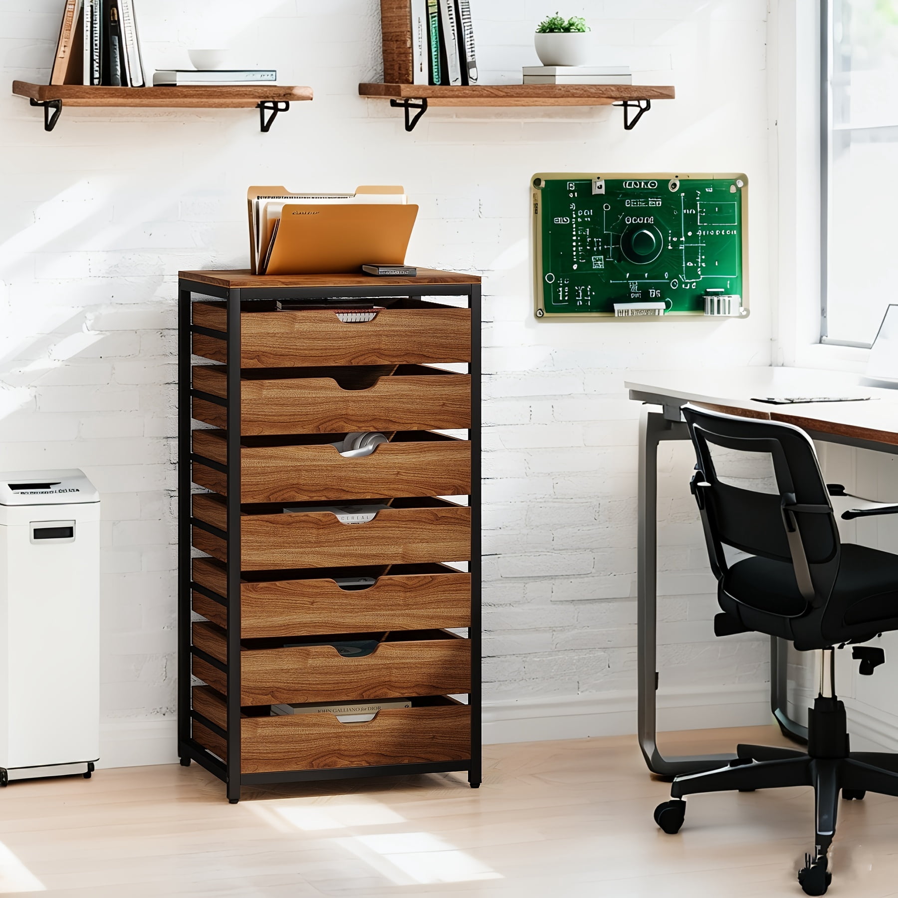 7-Drawer Chest, File Cabinet, Wooden File Cabinet, Office Cabinet with ...