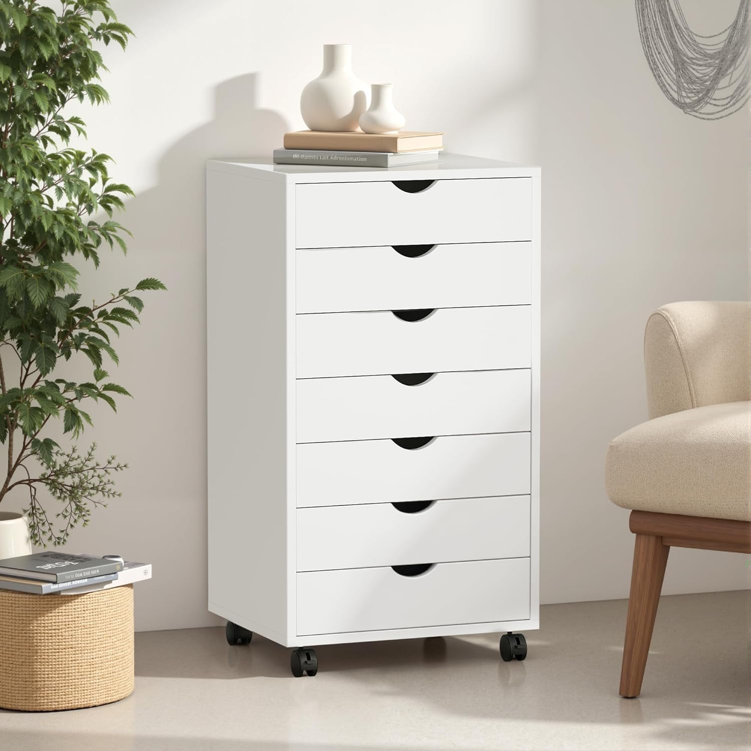 7 Drawer Chest, Storage Cabinet Dressers with Wheels, Dressers Storage ...
