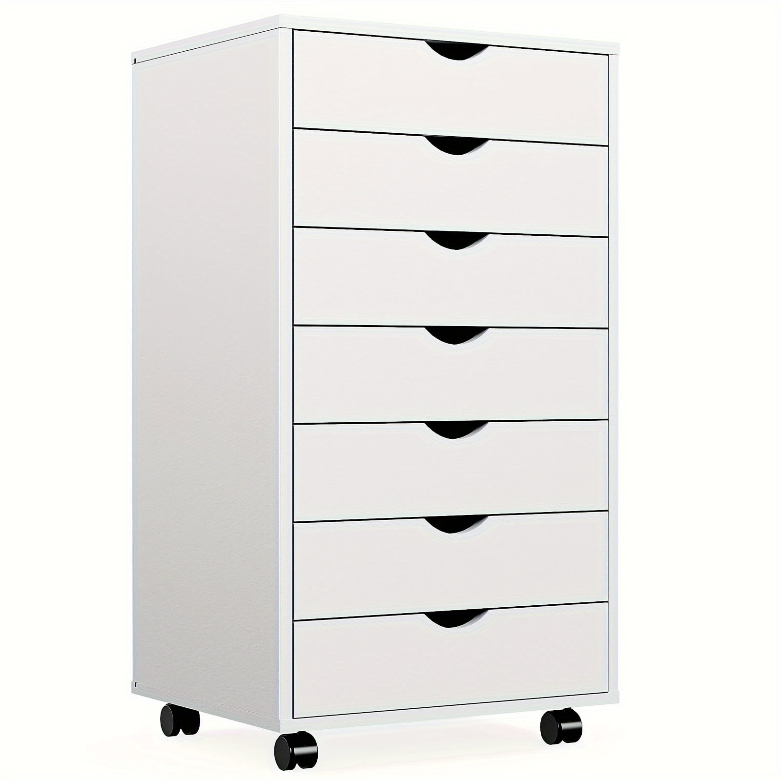 7 Drawer Chest, Wood Storage Dresser File Cabinet Organizer with Wheels ...