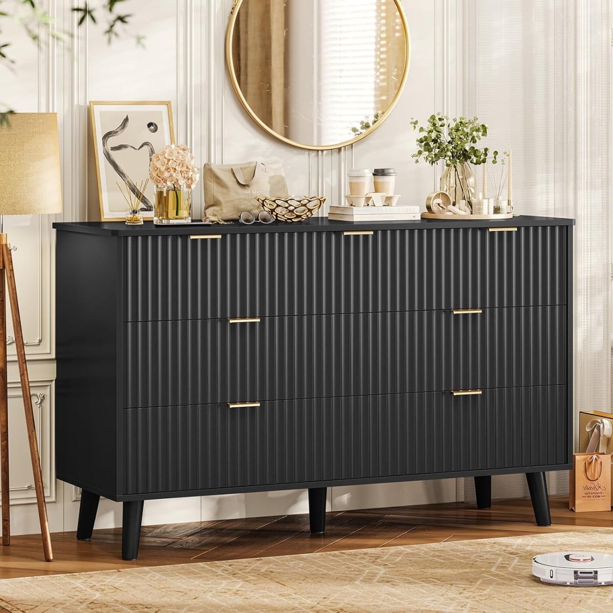 AOGLLATI 7 Drawer Dresser for Bedroom with Fluted Panel, 47.2'' Wide ...