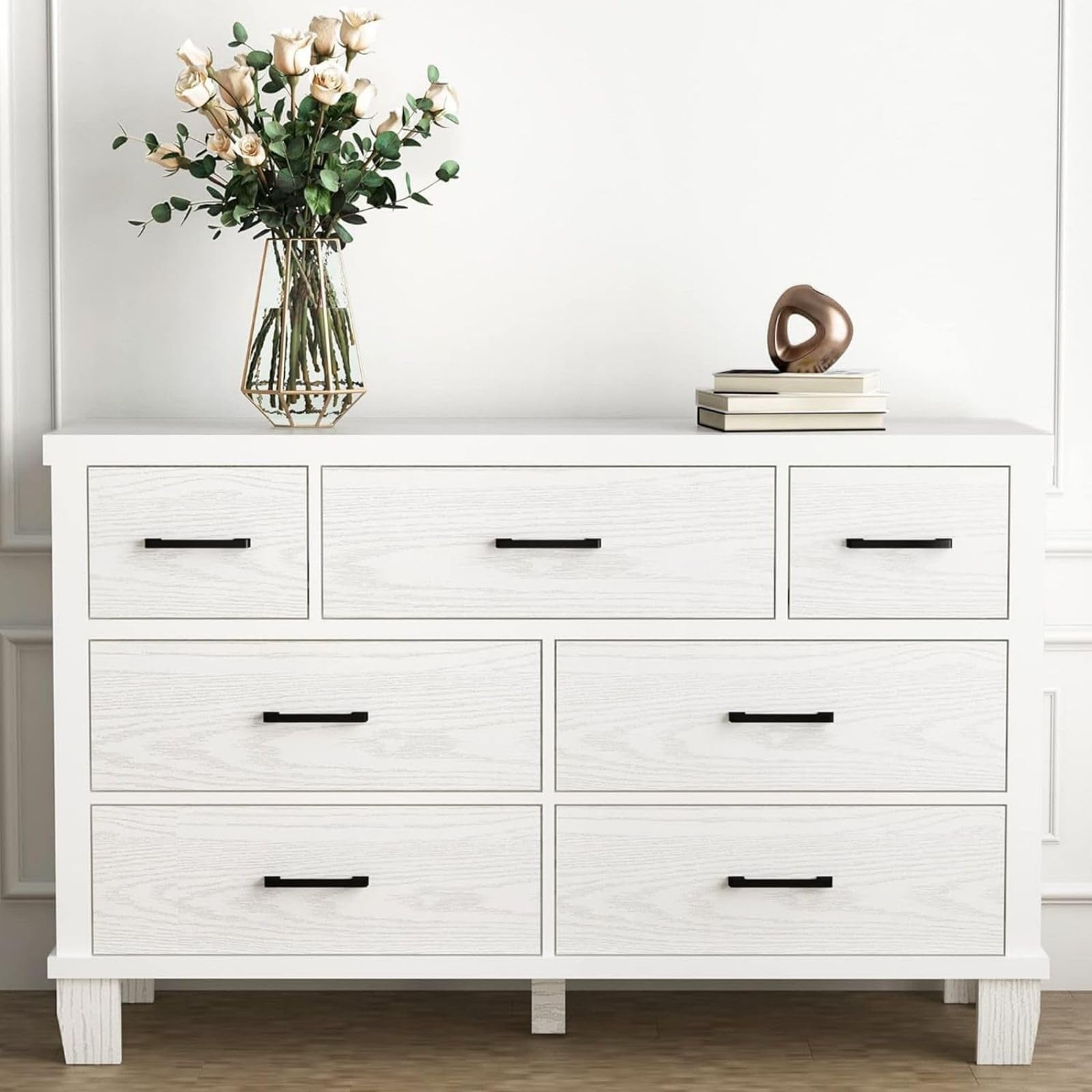 7 Drawer Dresser, Dresser for Bedroom, 33 lbs Load Capicity, Modern Chests of Drawers, Wooden ...