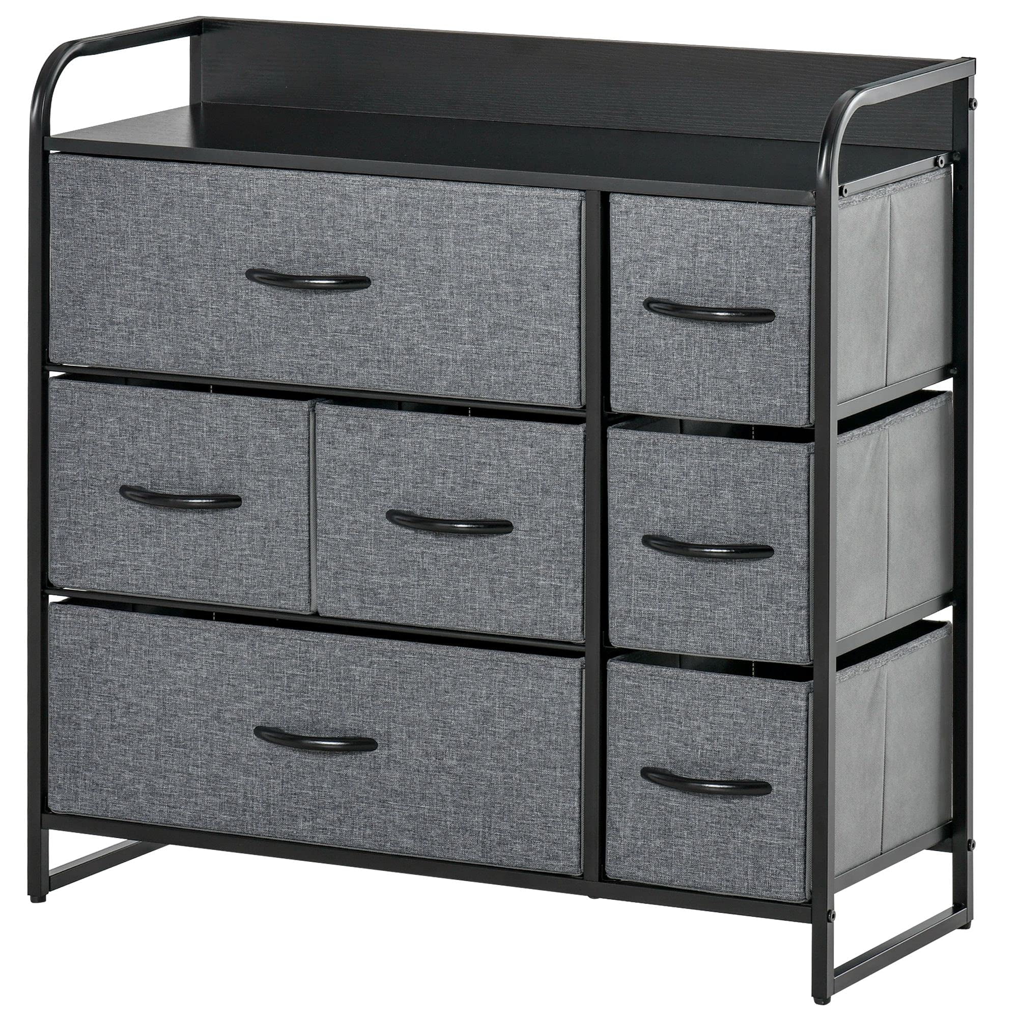 7-Drawer Dresser, Fabric Chest of Drawers, 3-Tier Storage Organizer for ...
