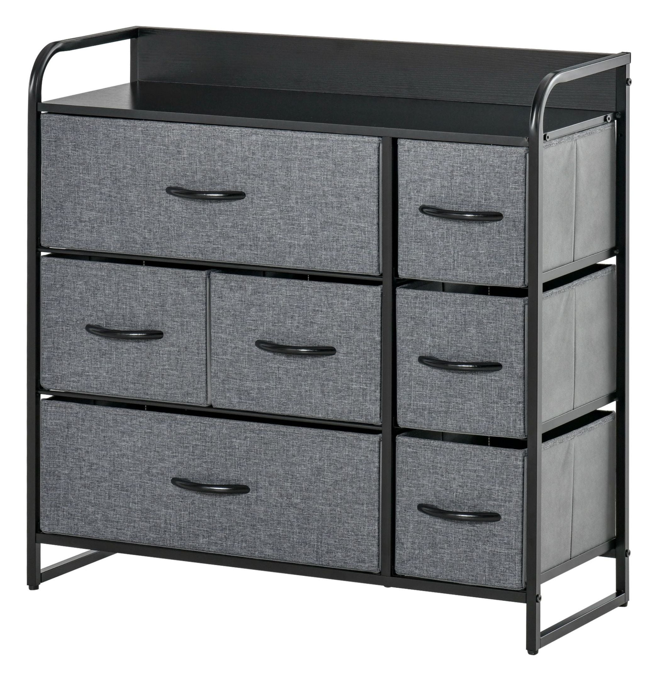 7-Drawer Dresser, Fabric Storage Chest, Bedroom Organizer - Dark Gray ...