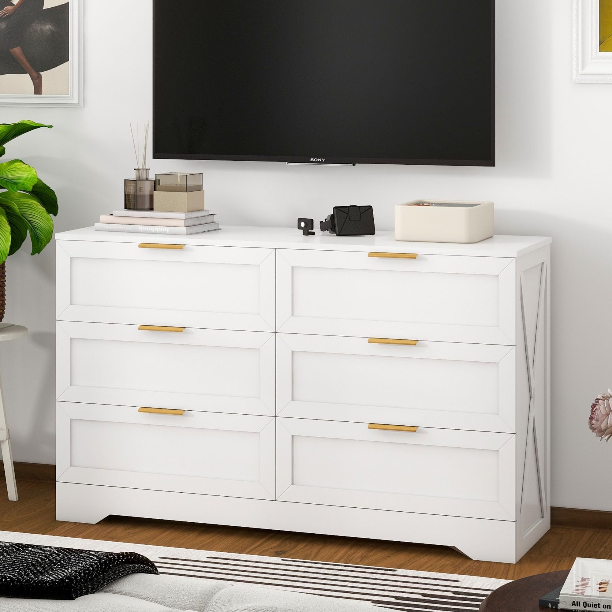 7 Drawer Dresser Organizer, Wooden Storage Cabinet for Bedroom Living ...