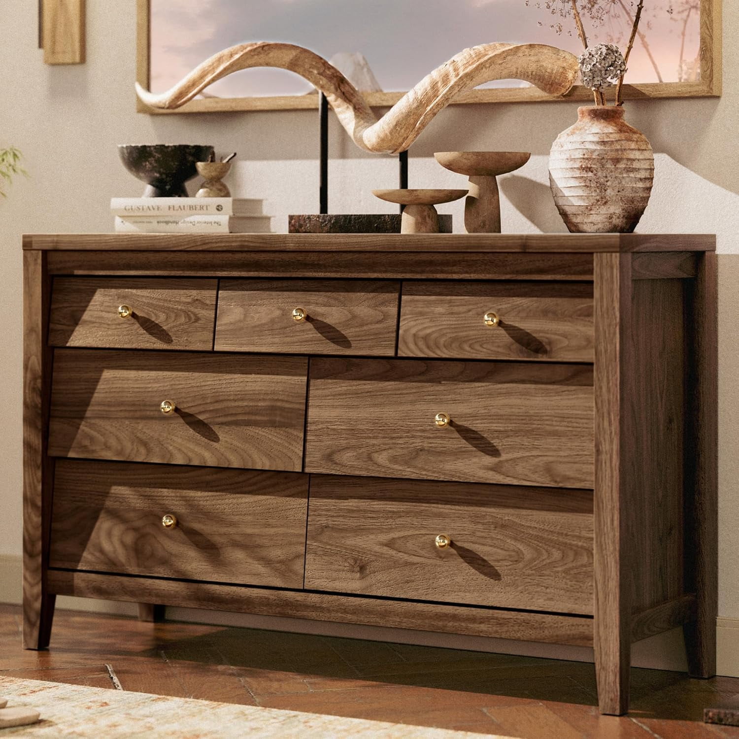 7 Drawer Dresser with Storage, Chest of Dressers for Bedroom, Wooden ...