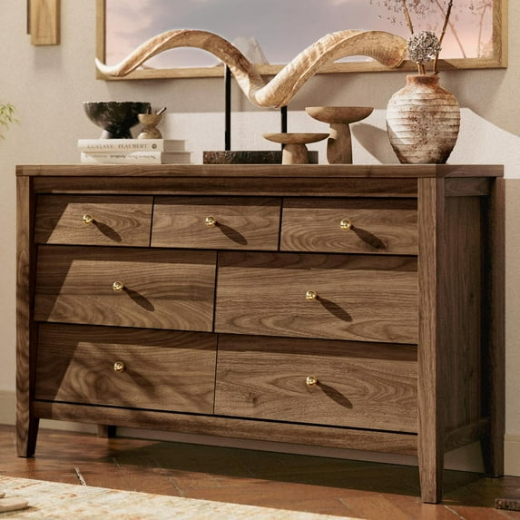 7 Drawer Dresser with Storage, Chest of Dressers for Bedroom, Wooden ...