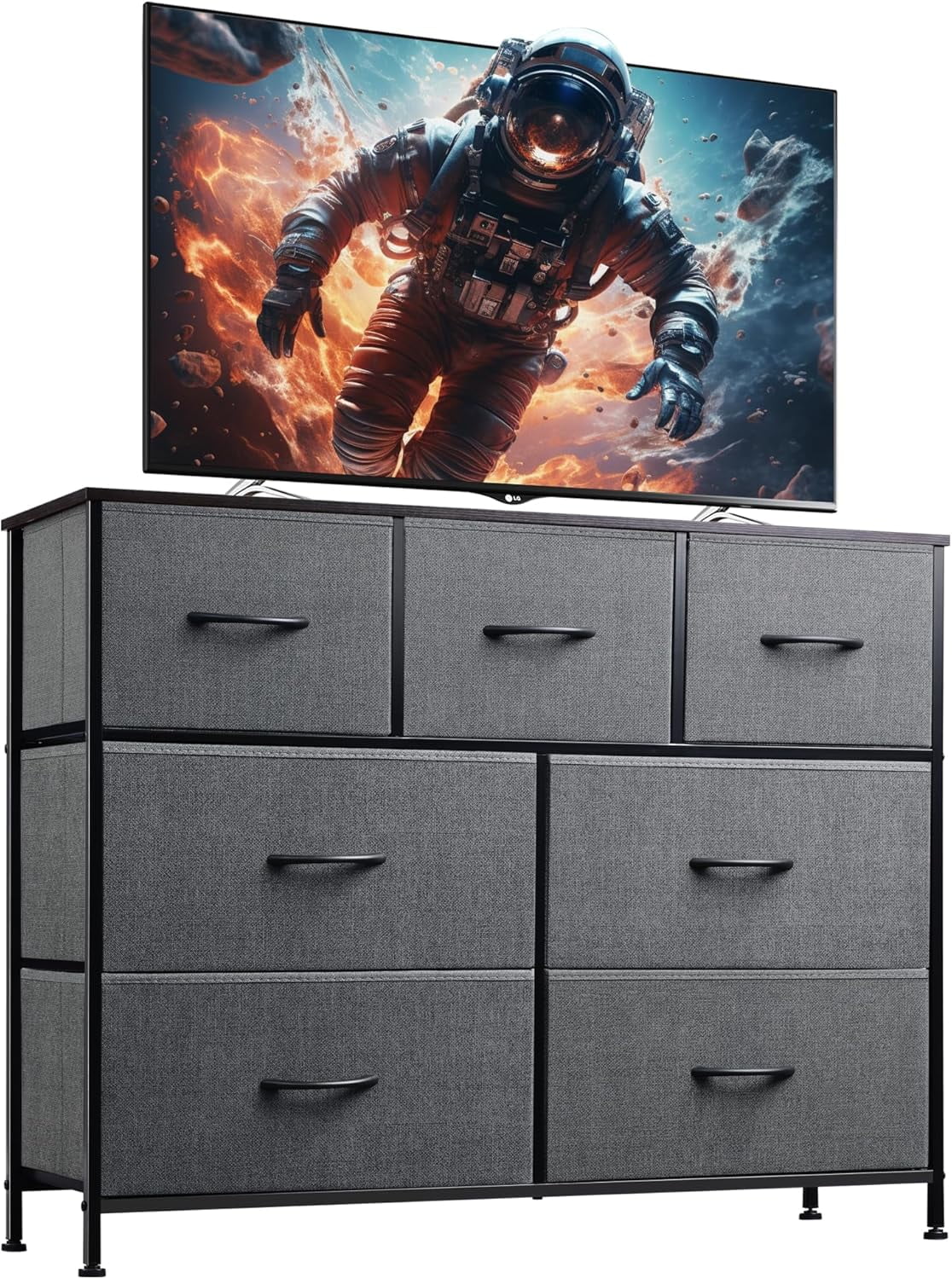 WLIVE Dresser TV Stand, Entertainment Center with Fabric Drawers, Media ...