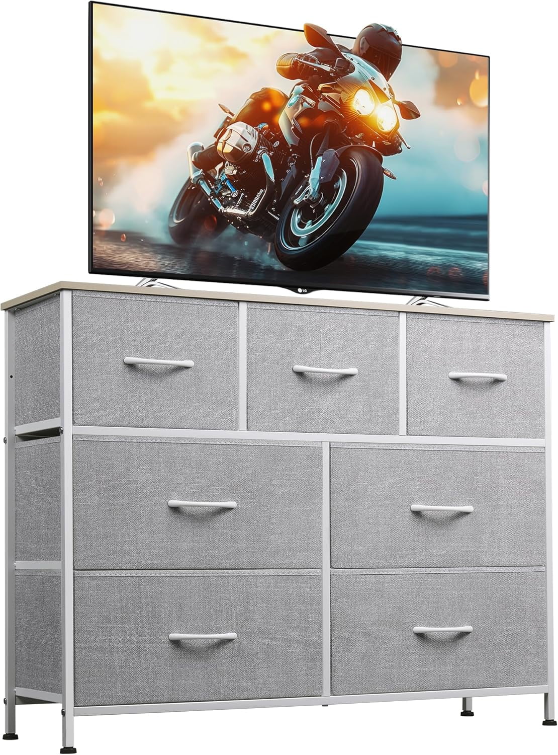 7 Drawer Dresser TV Stand, Dressers for Bedroom, Fabric Storage Tower ...