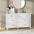7-Drawer Dresser, Wide Low-Profile Storage Cabinet, White Metal Chest ...