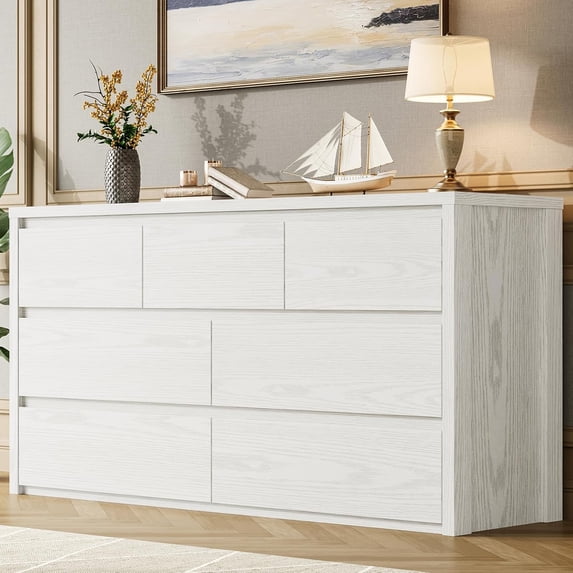 7 Drawer Dresser for Bedroom, Wide Modern Chest of Drawers, Large Wood ...