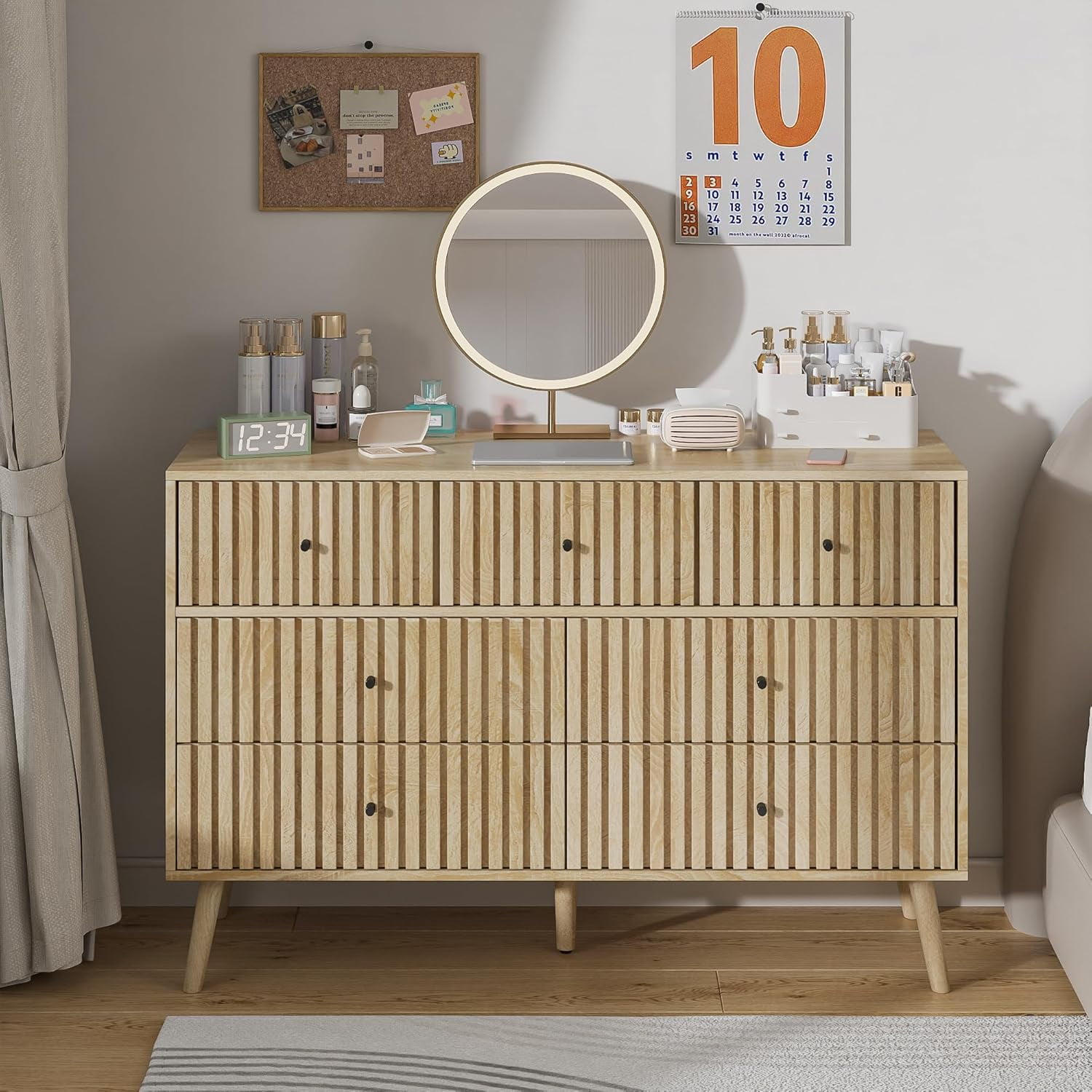 7 Drawer Dresser for Bedroom, Wood Chest of Drawers, Modern Storage ...