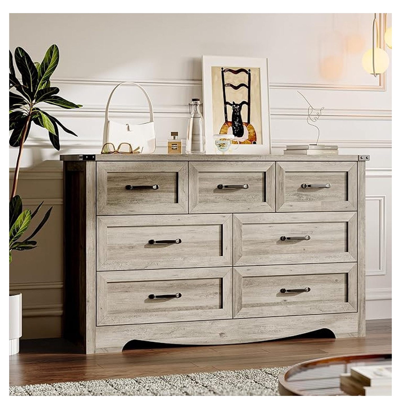 7-Drawer Dresser for Bedroom, Wooden Chest of Drawers, Modern Storage ...