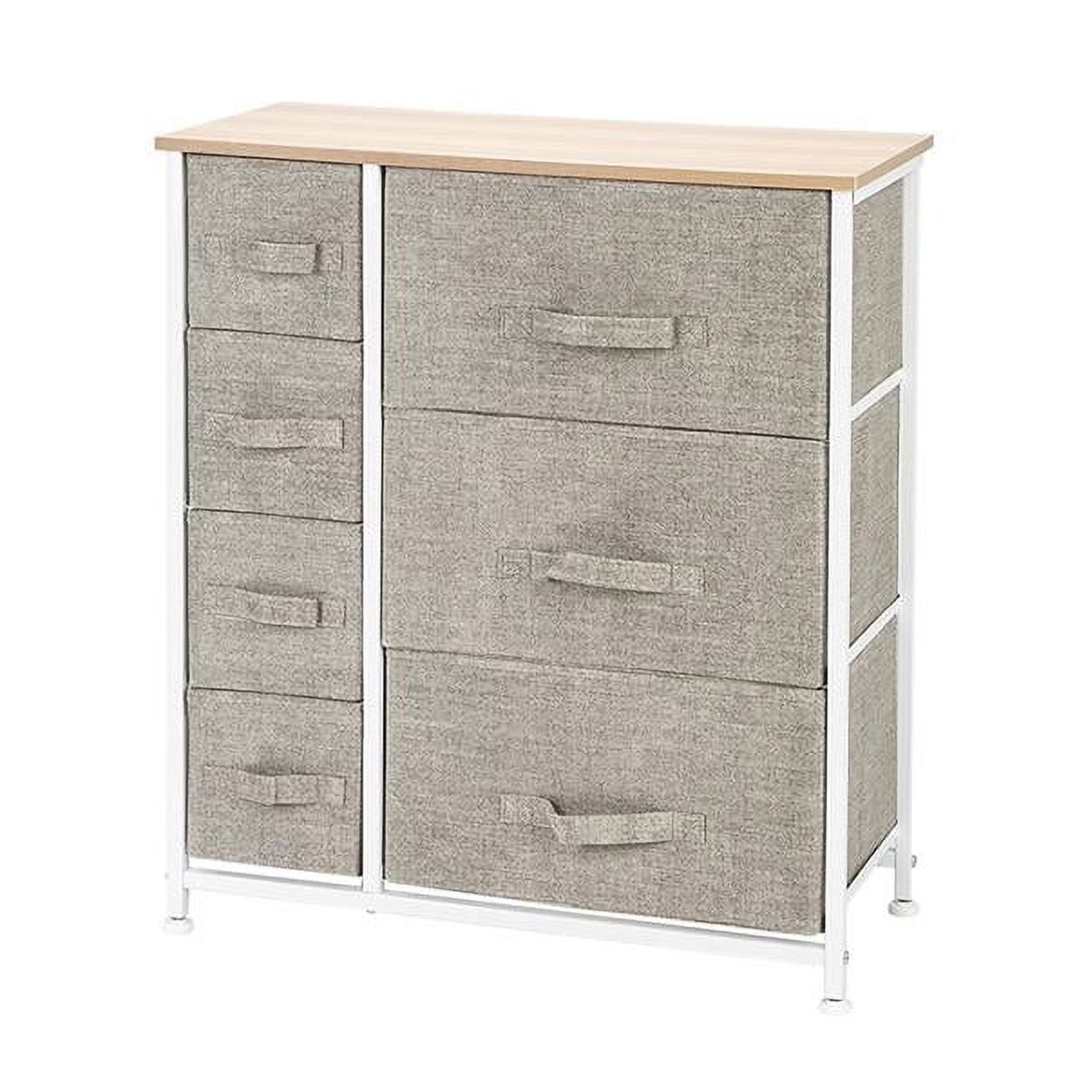 7 Drawer Fabric Dresser Storage Tower, Dresser Chest with Wood Top and ...
